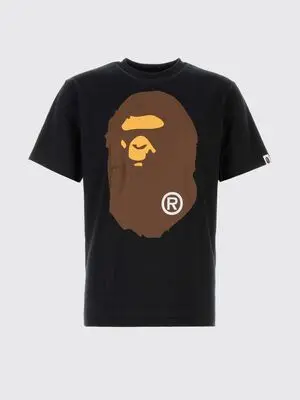A BATHING APE Cotton T-shirt With Graphic Print And Dropped Shoulders - Black