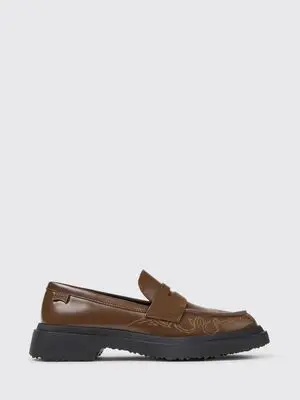Camper Walden Loafers In Calfskin With Graphic Print And Saddle Strap - Brown