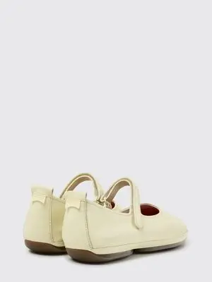 Camper Right Nina Mary Jane Calfskin Flats With Hook-and-loop Closure - Beige