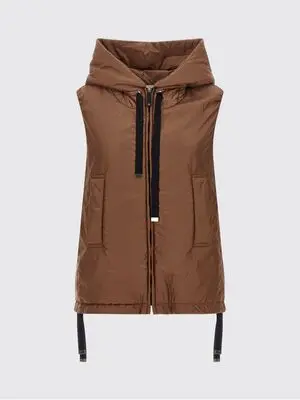 Max Mara Padded Technical Fabric Vest With Drawstring Hood - Brown