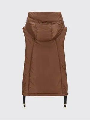 Max Mara Padded Technical Fabric Vest With Drawstring Hood - Brown