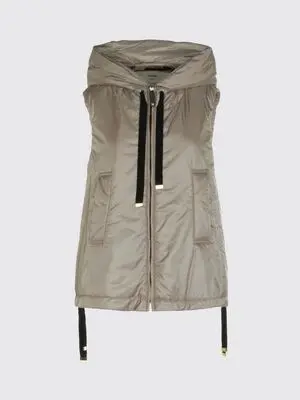 Max Mara Padded Technical Fabric Vest With Drawstring Hood - Sand
