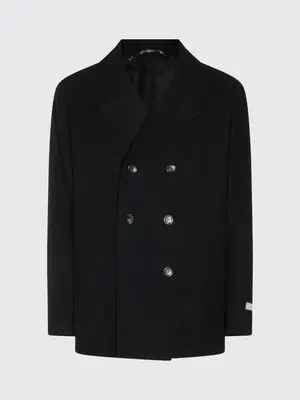 Canali Double-breasted Peacoat In Pure Virgin Wool With Classic Lapel Collar