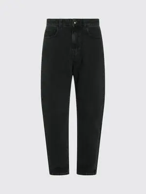 Canali D-macro Baggy Jeans In Mid-rise Cotton Denim With Five Pockets