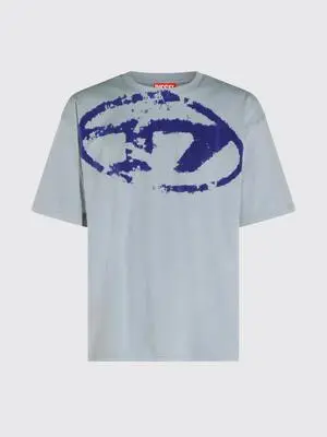 DIESEL® Crewneck Cotton T-shirt With -effect Oval D Logo - Dust