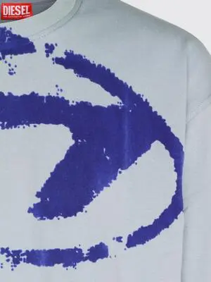 DIESEL® Crewneck Cotton T-shirt With -effect Oval D Logo - Dust