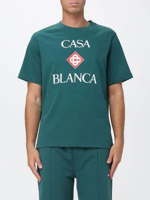 Casablanca Organic Cotton Crew Neck T-shirt With Logo Print Green
