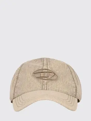 DIESEL® Recycled Nylon Baseball Cap With Embroidered Oval D Logo Beige