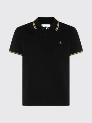 VIVIENNE WESTWOOD Orb Logo Cotton Polo With Contrast Tipping - Black