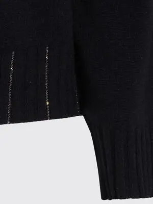 Fabiana Filippi Virgin Wool, Silk, And Cashmere Crewneck Jumper With Monili - Blue