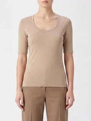 Fabiana Filippi Short-sleeved T-shirt In Cotton With Crew Neck - Coffee