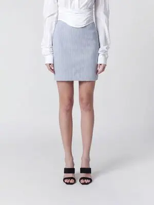 VIVIENNE WESTWOOD Striped Cotton Mini Pencil Skirt - Blue