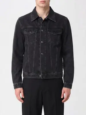 Canali Cotton Denim Shirt Jacket With Patch Pockets - Charcoal