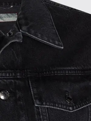 Canali Cotton Denim Shirt Jacket With Patch Pockets