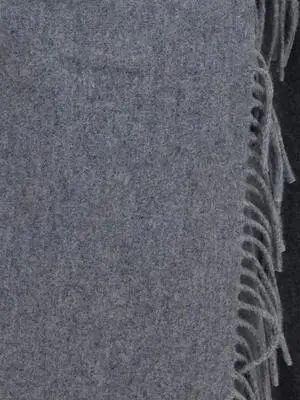 Fabiana Filippi High-neck Wool Cape With Concealed Closure And Fringes - Grey