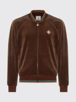 Casablanca Velvet Bomber Jumper With Zip Closure And Contrasting Logo