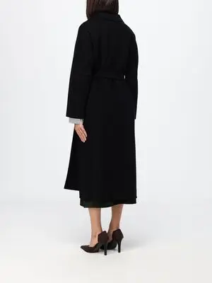 Max Mara S Virgin Wool Long Robe Coat - Black