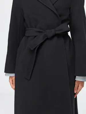 Max Mara S Virgin Wool Long Robe Coat - Black