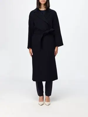 Max Mara 'S Max Mara Pure Virgin Wool Long Robe Coat Blue