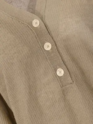ATOMO FACTORY Linen Blend V-neck Jumper With Three-button Closure