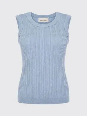 ATOMO FACTORY Viscose Blend Off-shoulder Crew Neck Top