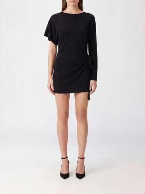 Liviana Conti Asymmetric One-shoulder Mini Dress In Viscose Blend With Slim Fit - Black