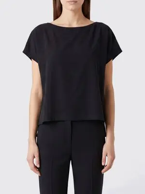 Liviana Conti Pure Cotton Crew Neck T-shirt With Short Sleeves And Dropped Shoulders - Black