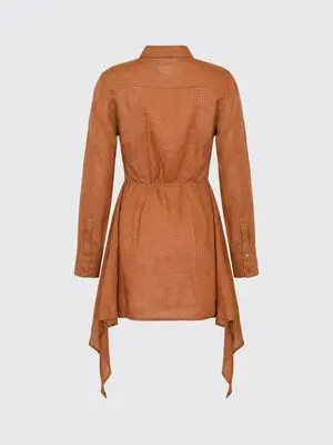 MC2 SAINT BARTH Asymmetric Linen Mini Shirt Dress