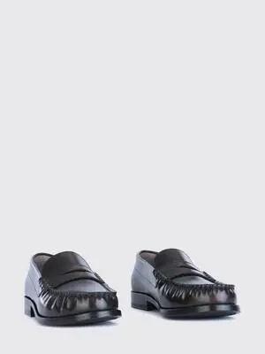ALOHAS Brushed Leather Loafers With Strap - Coffee