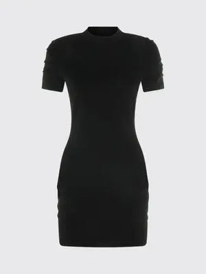 Alexander Wang Sheath Mini Dress With Ruched Shoulders And Contrast Logo