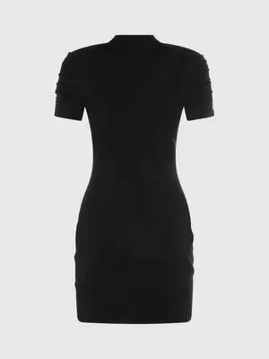Alexander Wang Sheath Mini Dress With Ruched Shoulders And Contrast Logo
