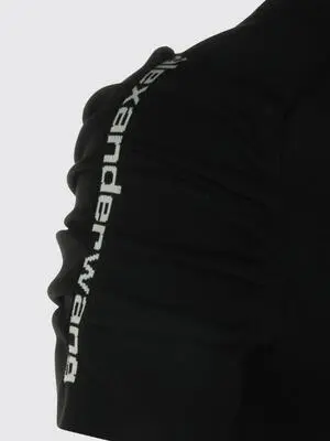 Alexander Wang Sheath Mini Dress With Ruched Shoulders And Contrast Logo