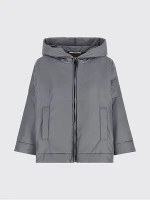 Max Mara Hooded Short Down Jacket In Technical Fabric With Dropped Shoulders - Grey
