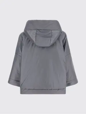 Max Mara Hooded Short Down Jacket In Technical Fabric With Dropped Shoulders - Grey