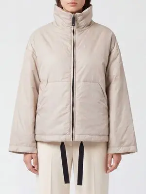 Max Mara Short Down Jacket In Technical Fabric With High Neck And Drawstring Hem - Ice
