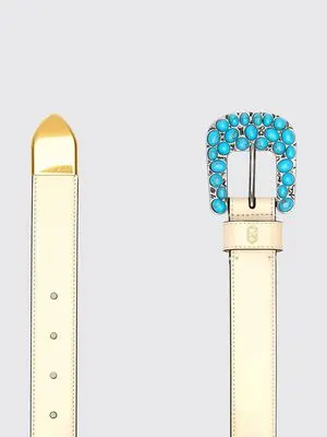 Valentino Garavani Laminated Leather Belt With Vlogo Signature Jewelled Buckle