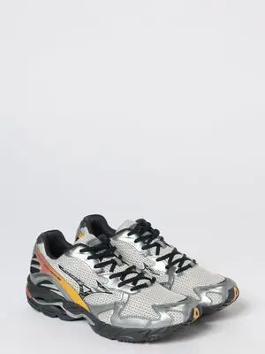 Mizuno Wave Rider Low-top Mesh Sneakers With Serrated Rubber Sole - Grey
