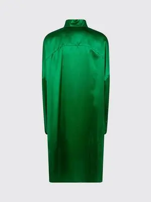 Dries Van Noten Long Sleeve Silk Midi Shirt Dress - Green