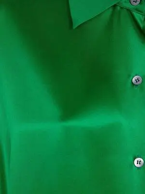 Dries Van Noten Long Sleeve Silk Midi Shirt Dress - Green