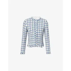 ME+EM Heritage Houndstooth-print Short Tweed Jacket