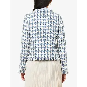ME+EM Heritage Houndstooth-print Short Tweed Jacket