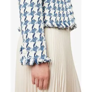 ME+EM Heritage Houndstooth-print Short Tweed Jacket