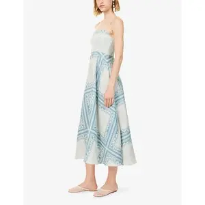 REFORMATION Monette Square-neck Linen Midi Dress