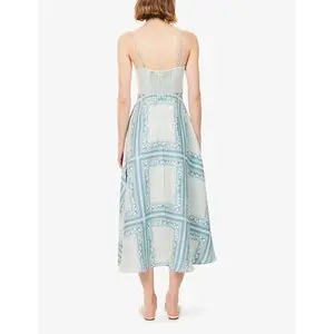 REFORMATION Monette Square-neck Linen Midi Dress