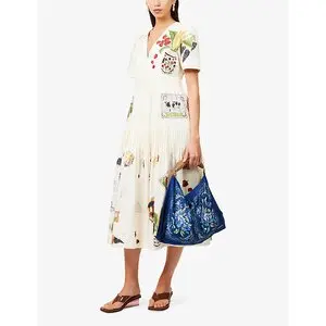 Farm Rio Country Table" Printed Cotton Midi Dress