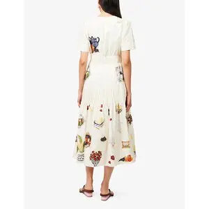 Farm Rio Country Table" Printed Cotton Midi Dress