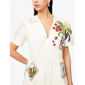 Farm Rio Country Table" Printed Cotton Midi Dress