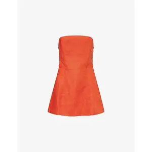 REFORMATION Aurina Strapless Linen Top - Chili Mango