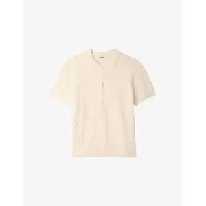 Sandro Terry Short-sleeve Knitted Cardigan - Ecru