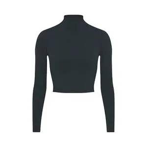 NIKESKIMS Vintage Seamless Mock-neck Crop Top 'dark Teal/dark Teal - Blue